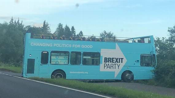 Brexit Party bus is wedged into a tight corner and going nowhere ...