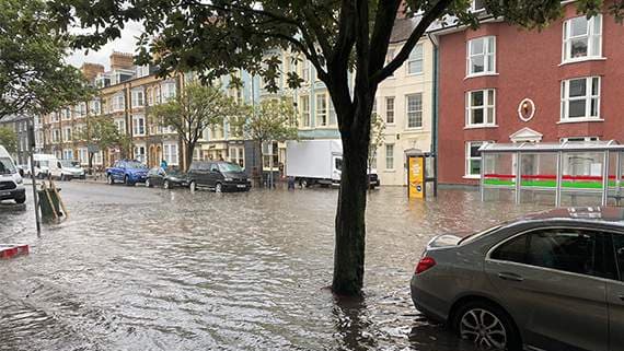 Thunder storm causes flooding in Aberystwyth town centre | cambrian ...