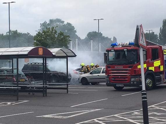 Video: Land Rover bursts into flames at Sainsbury's in Farnham ...