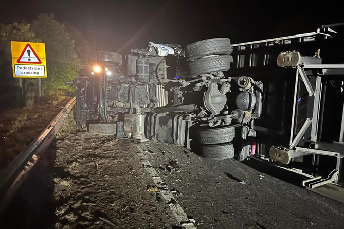 Dramatic pictures as A38 closed after crash involving LGV and Highways ...