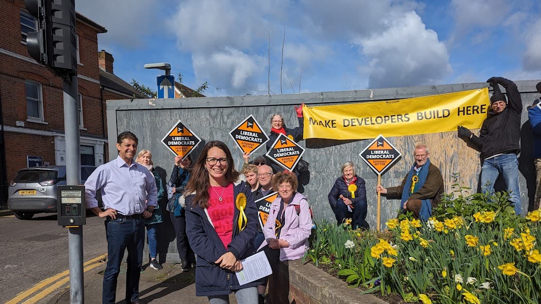 Protesters call on government to kick-start 138-home Farnham ...