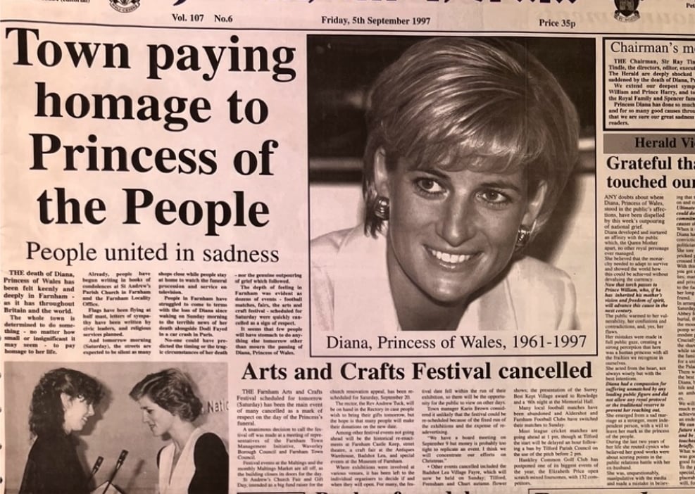 How people in Farnham reacted to the death of Diana, the 'Princess of ...