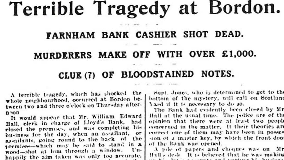 Peeps into the Past: Black day in Bordon as cashier killed in robbery ...