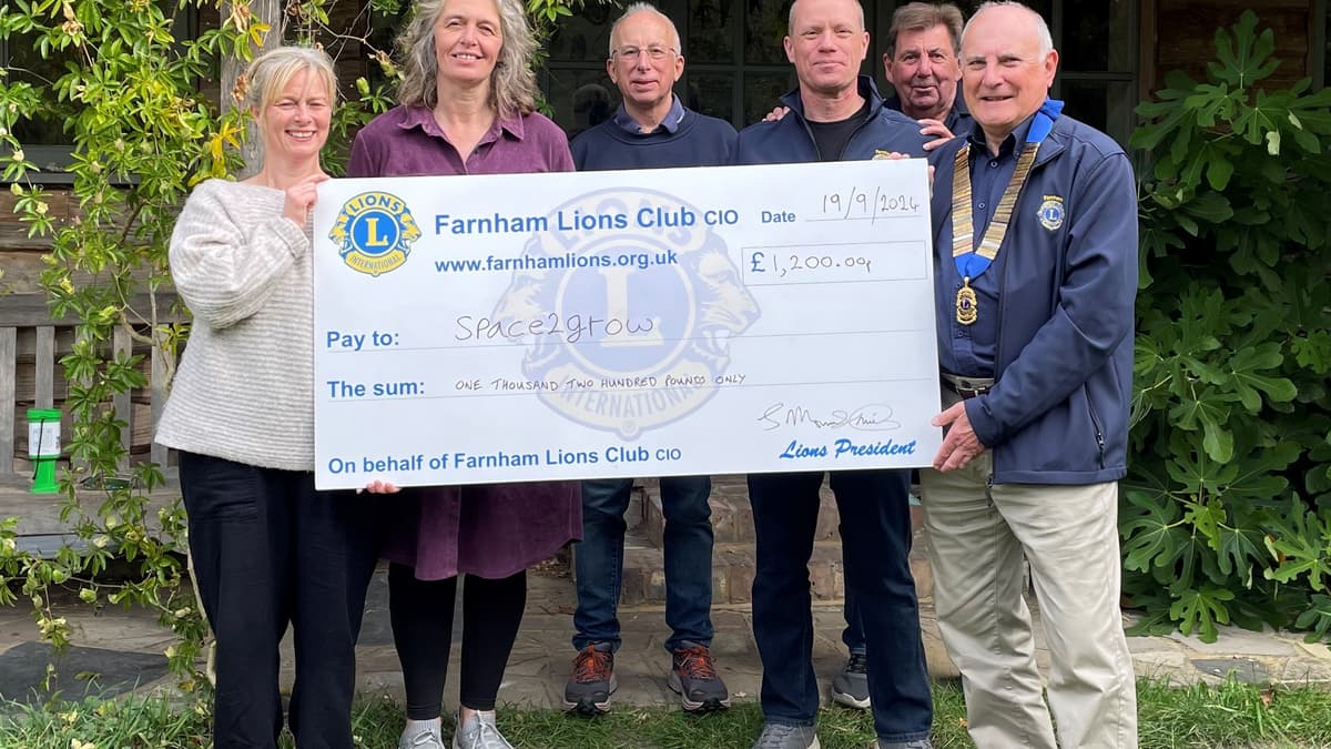 It's only natural as Farnham Lions give £1,200 to Space2Grow ...
