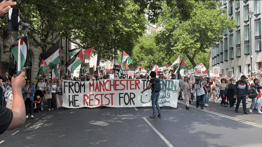 Surrey protesters join mass London rally over Gaza and UK arms sales ...